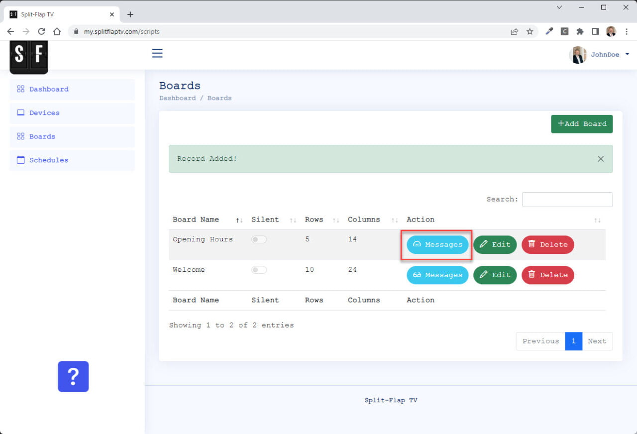 Creating Boards - Split Flap TV